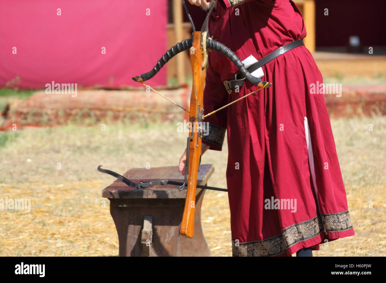 medieval wooden crossbow in exibition Stock Photo - Alamy