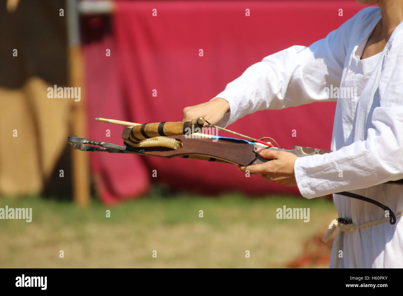 medieval wooden crossbow in exibition Stock Photo - Alamy