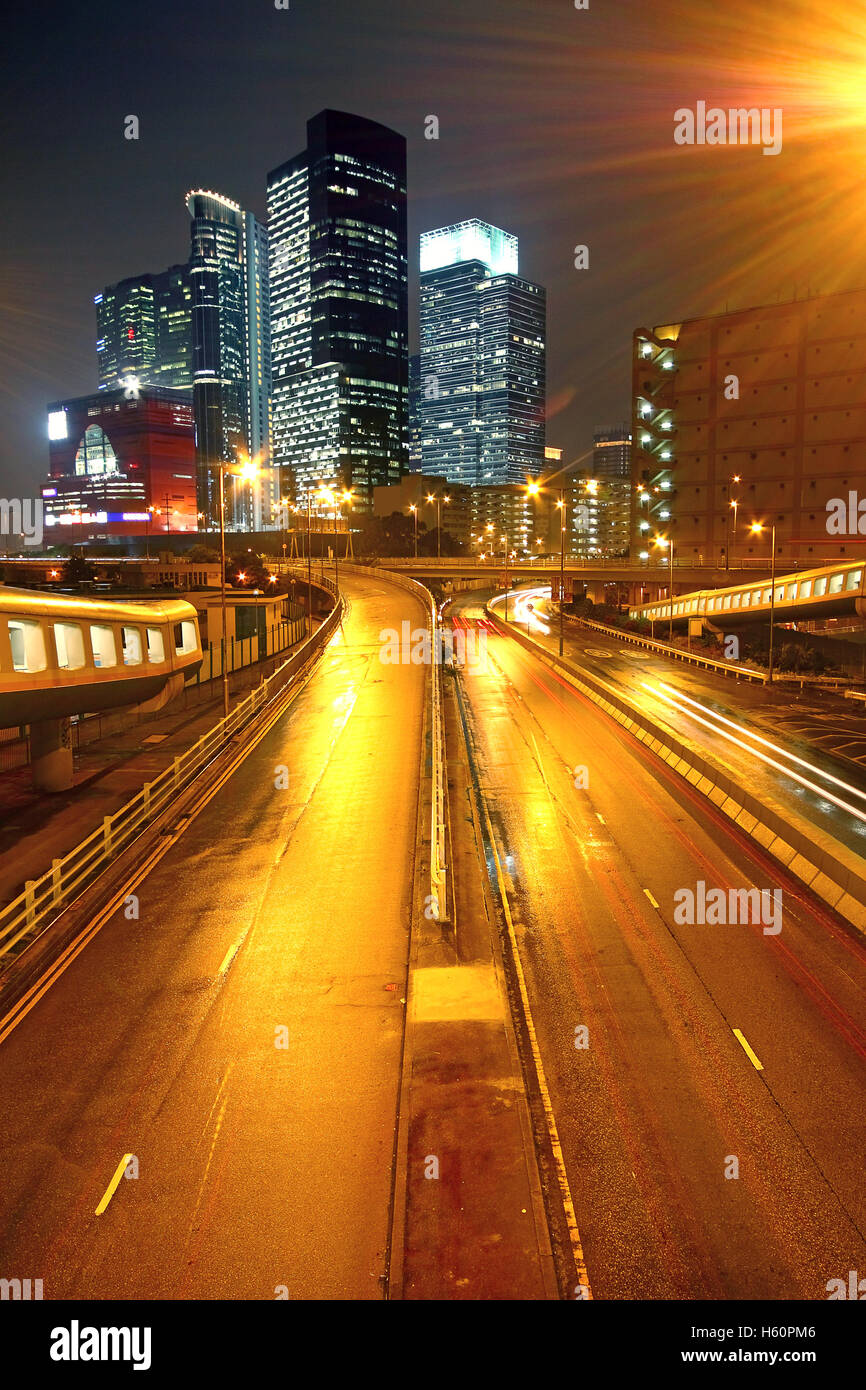 urban landscape at night and through the city traffic Stock Photo - Alamy