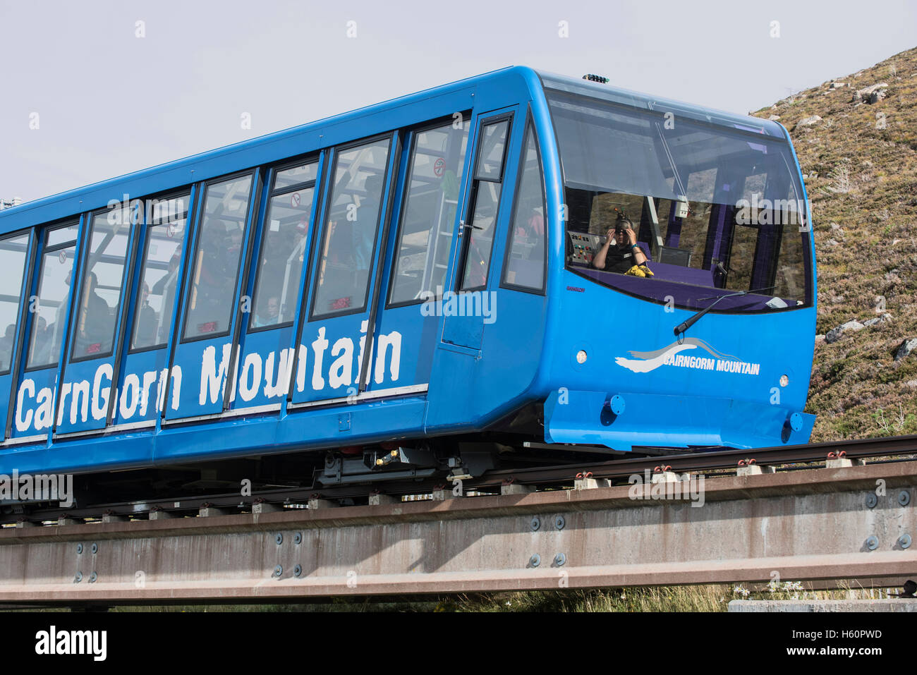 Carriage of the Cairngorm Mountain funicular, highest railway in the ...