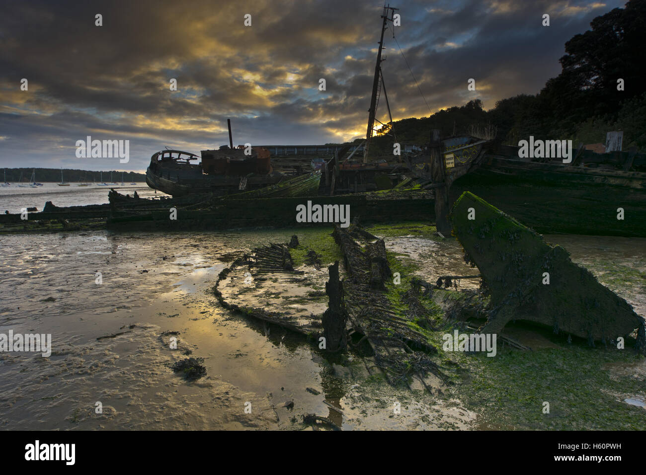 wrecks sailing barges pin mill Stock Photo - Alamy