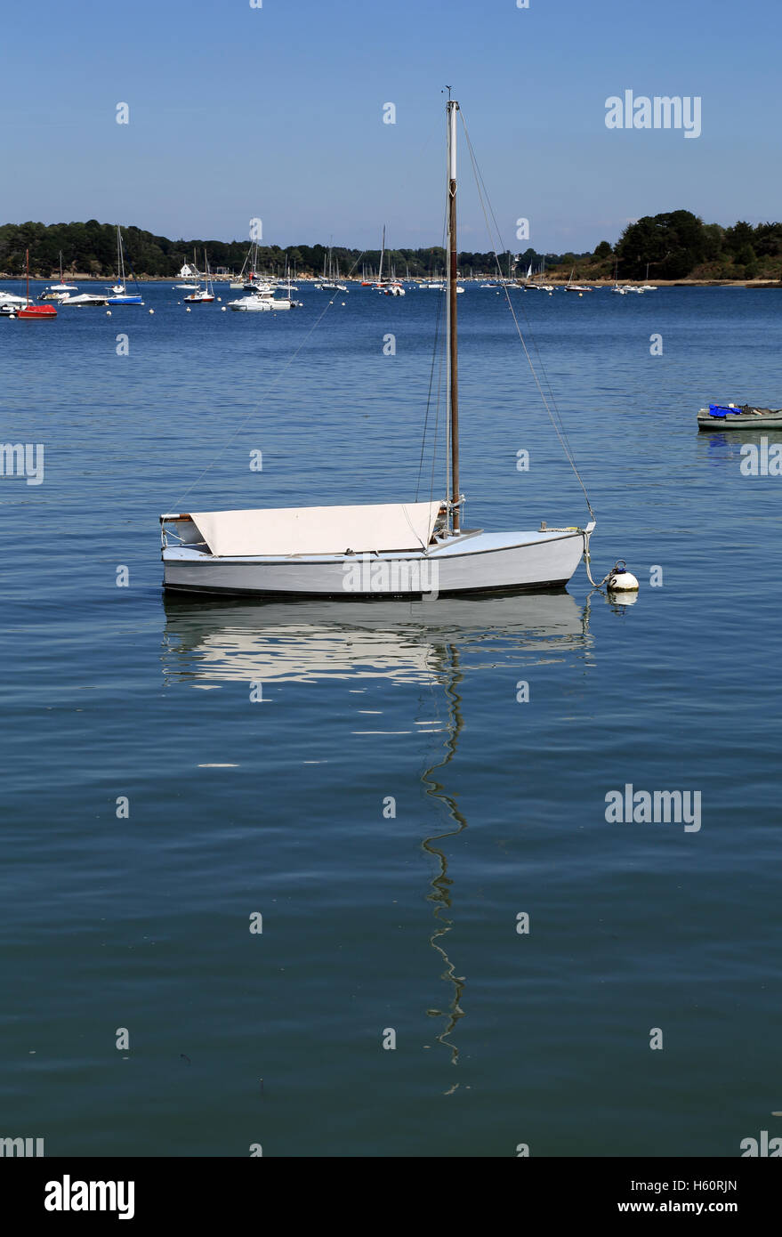 Moored boat at Marina, Rue Benoni Praud, Ile Aux Moines, Morbihan ...