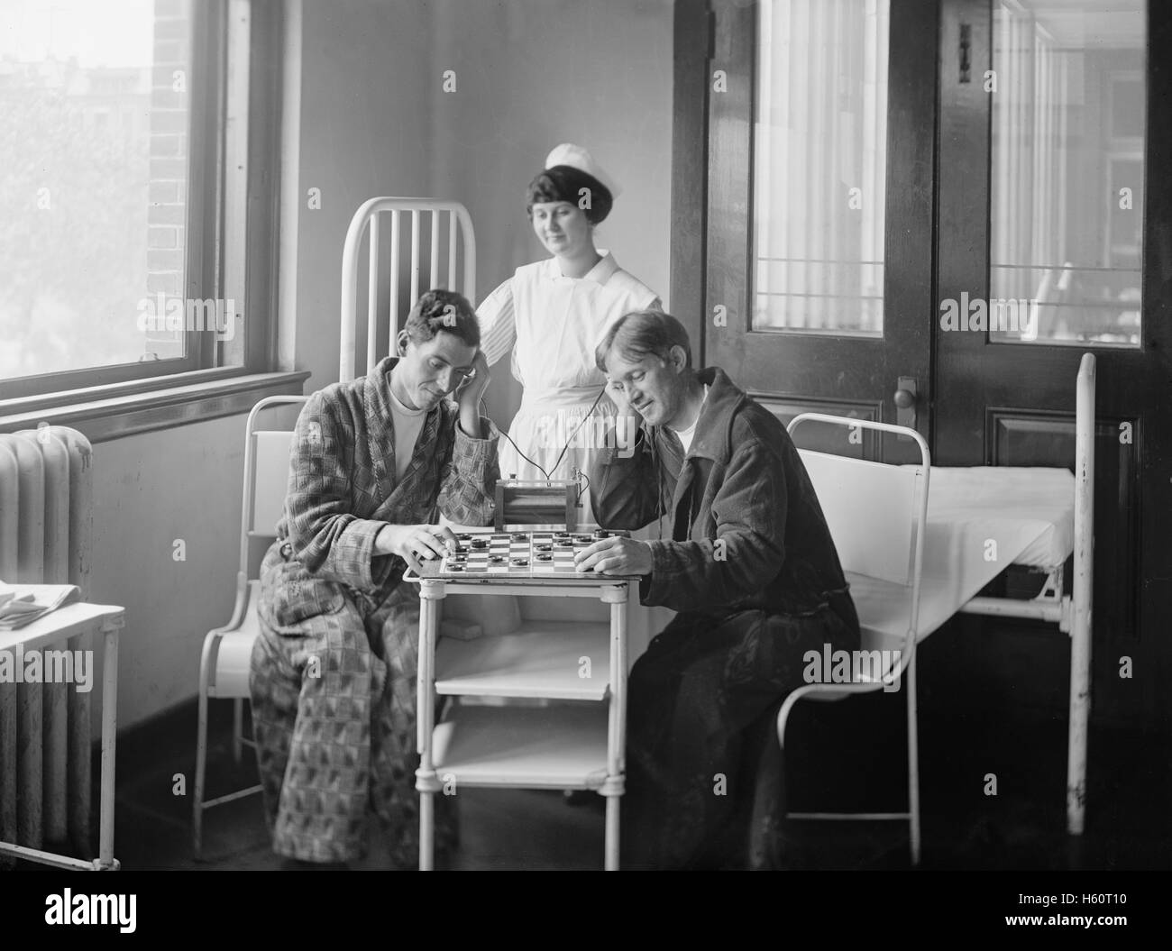 Two Patients Listening to Radio while Playing Checkers, Garfield ...