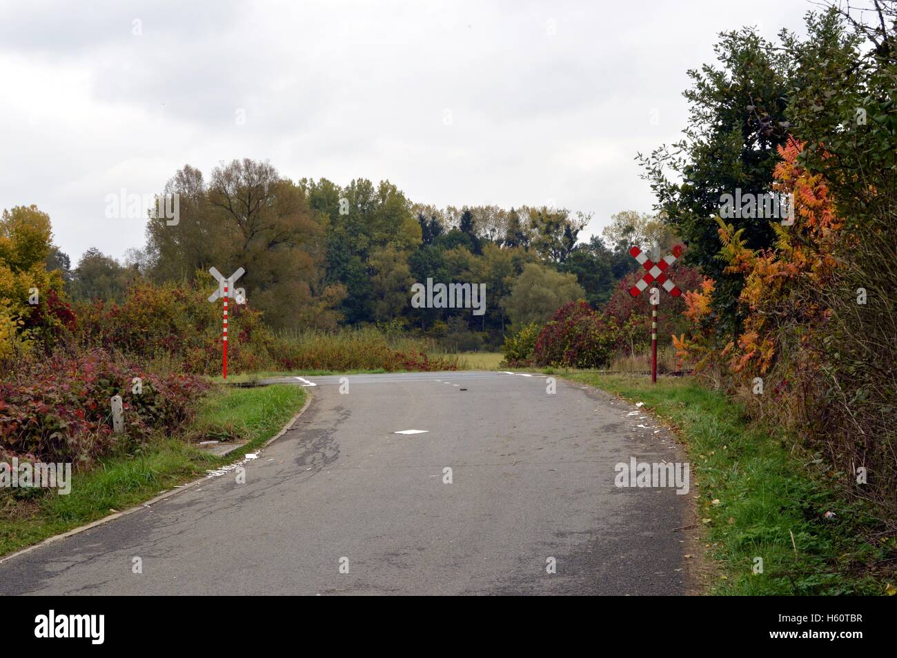 Steam train crossing road signs hi-res stock photography and images - Alamy