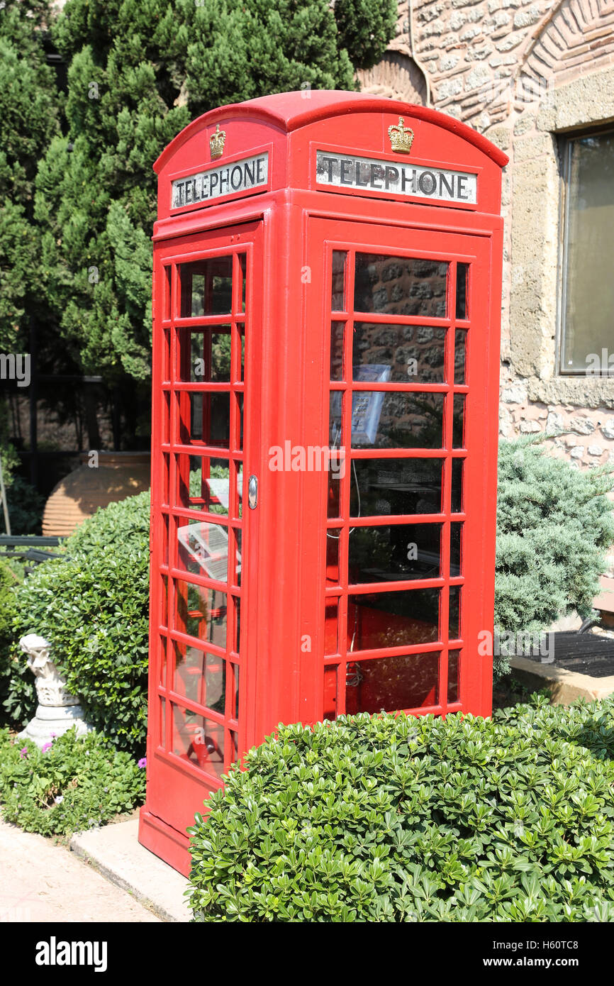The red telephone box, a telephone kiosk for a public telephone Stock ...