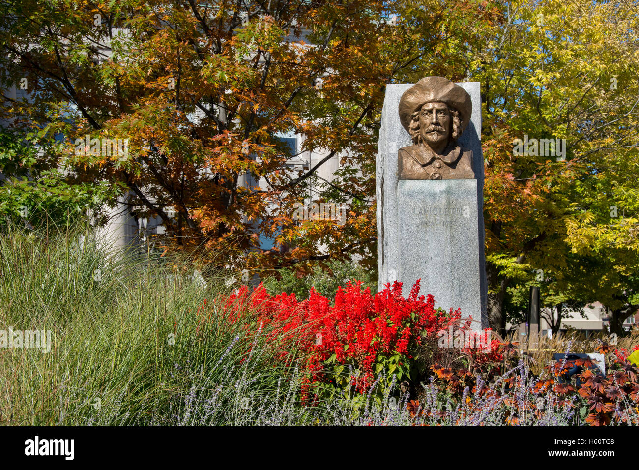 Canada, Quebec, Three Rivers aka Trois-Riveres. Monument to Sieur of ...