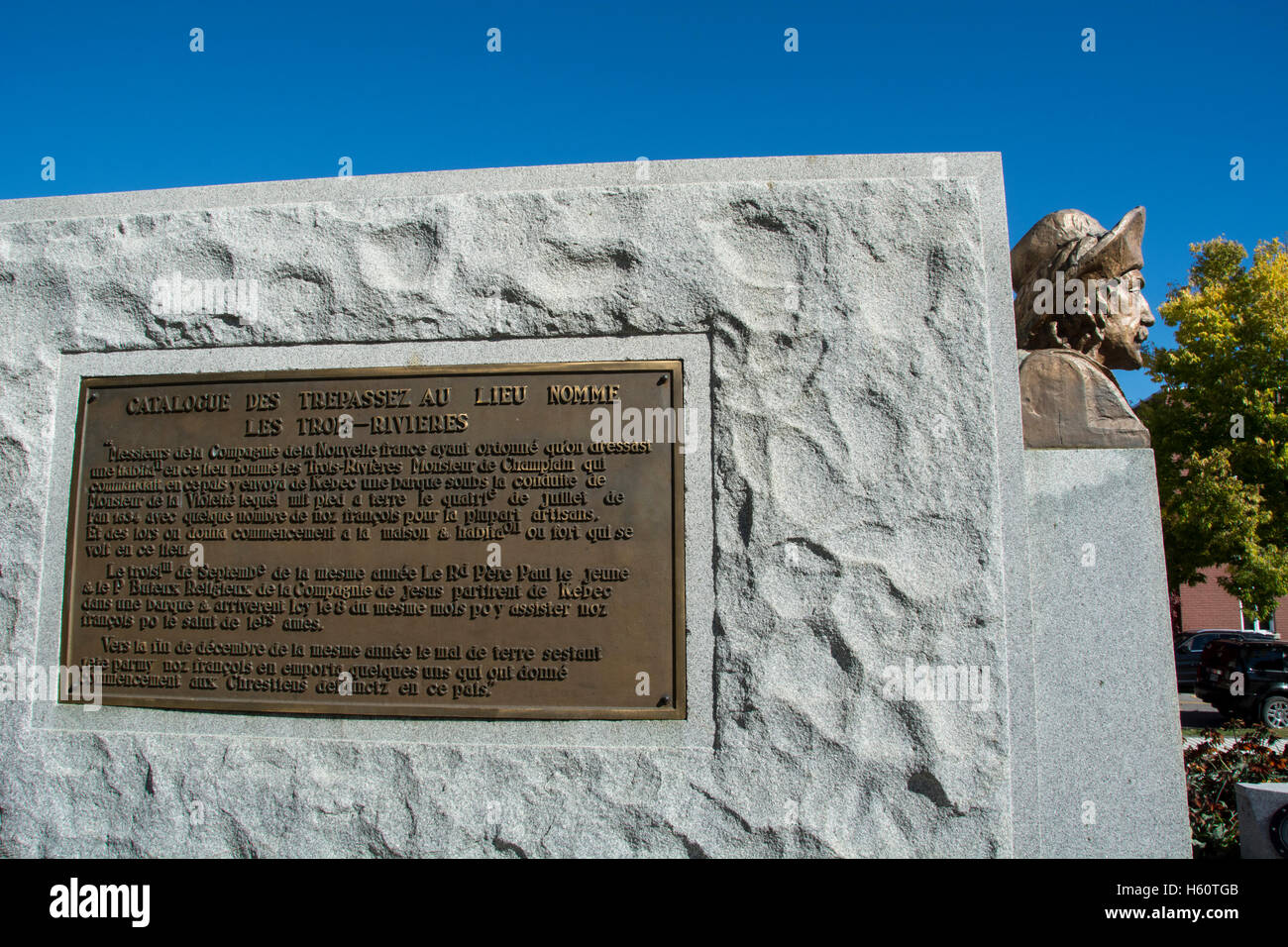 Canada, Quebec, Three Rivers aka Trois-Riveres. Monument to Sieur of ...