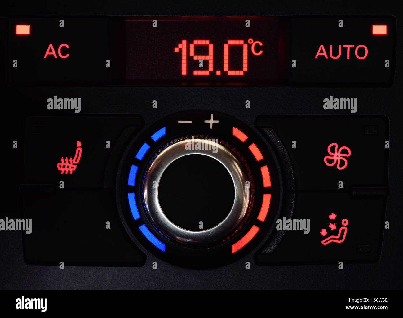 A modern vehicles air conditioner dials Stock Photo - Alamy