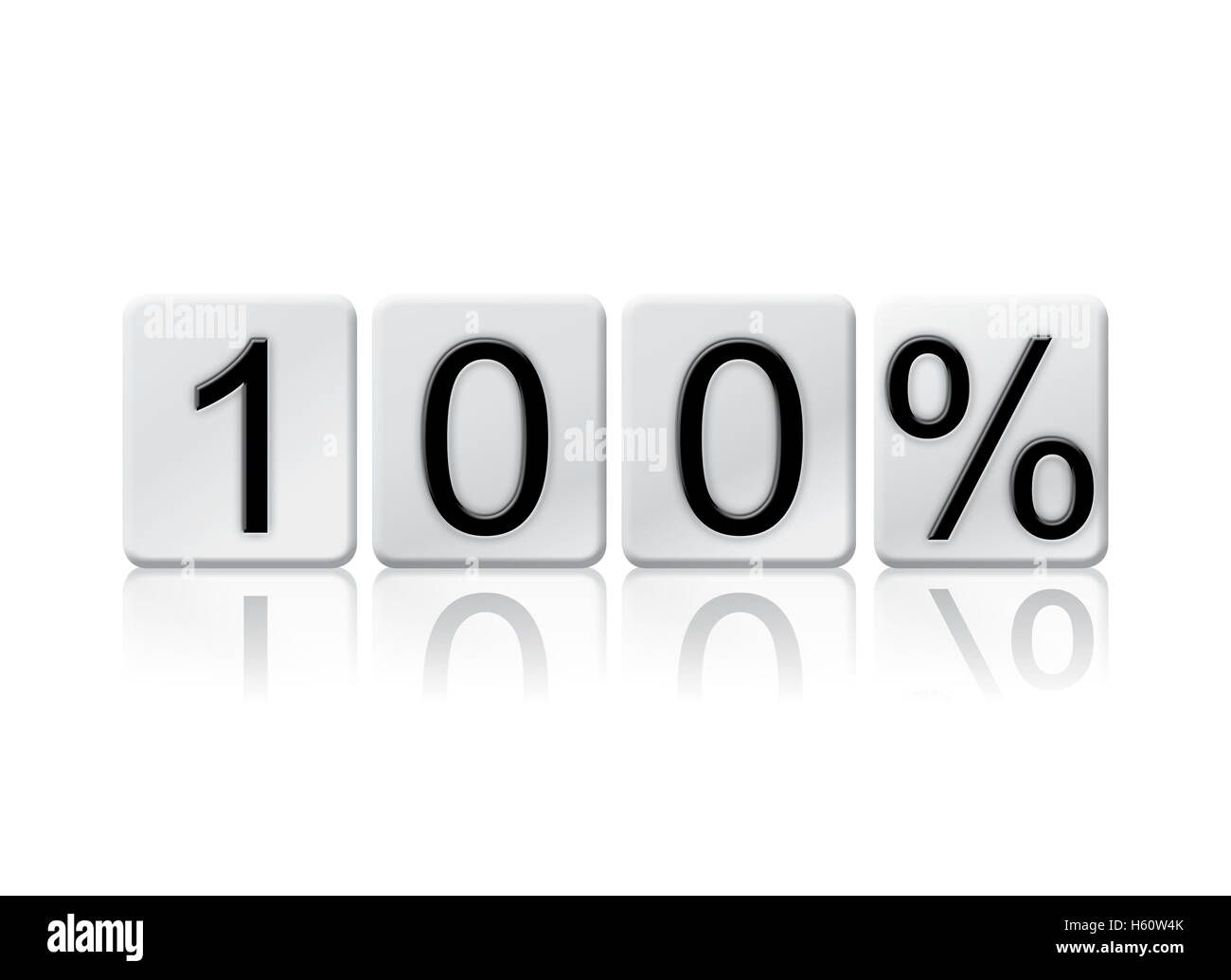 The word "100 Percent" written in tile letters isolated on a white ...