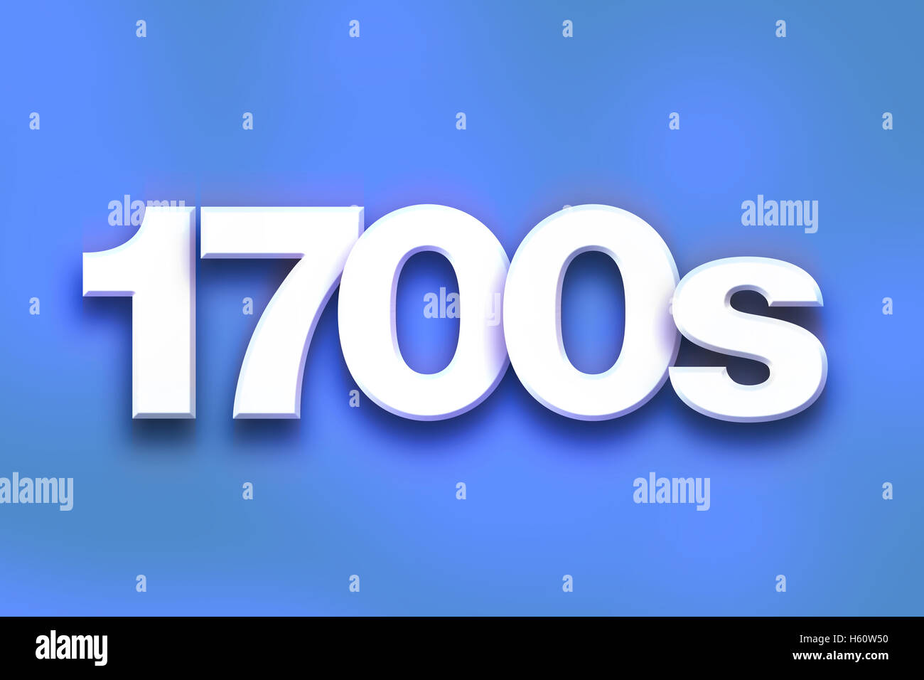 The word "1700s" written in white 3D letters on a colorful background ...