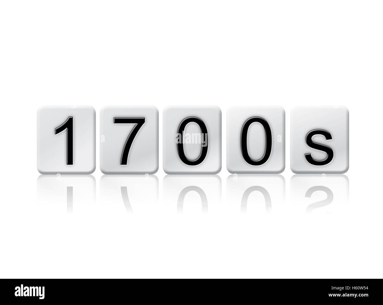 The word "1700s" written in tile letters isolated on a white background ...