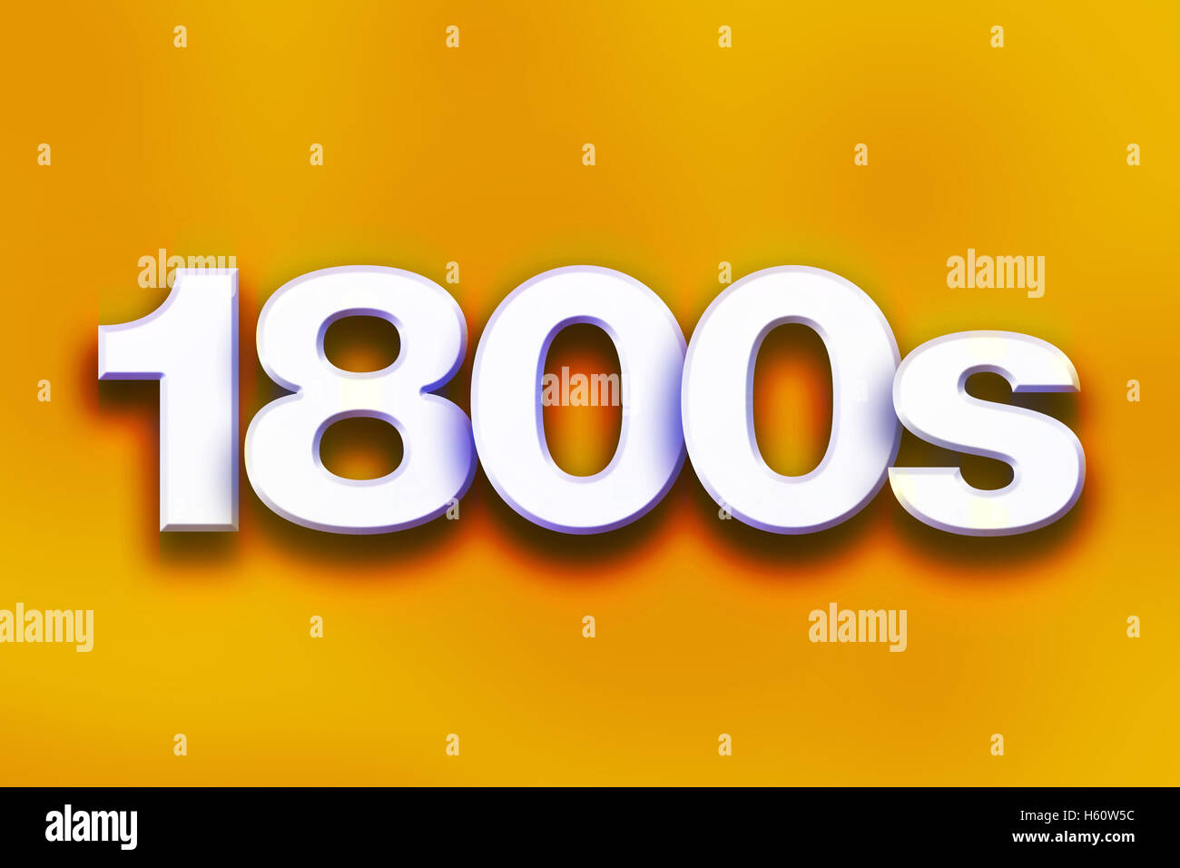 The word "1800s" written in white 3D letters on a colorful background ...