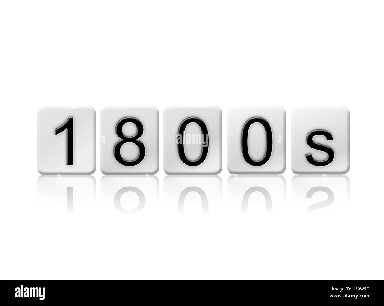 The word "1800s" written in tile letters isolated on a white background ...