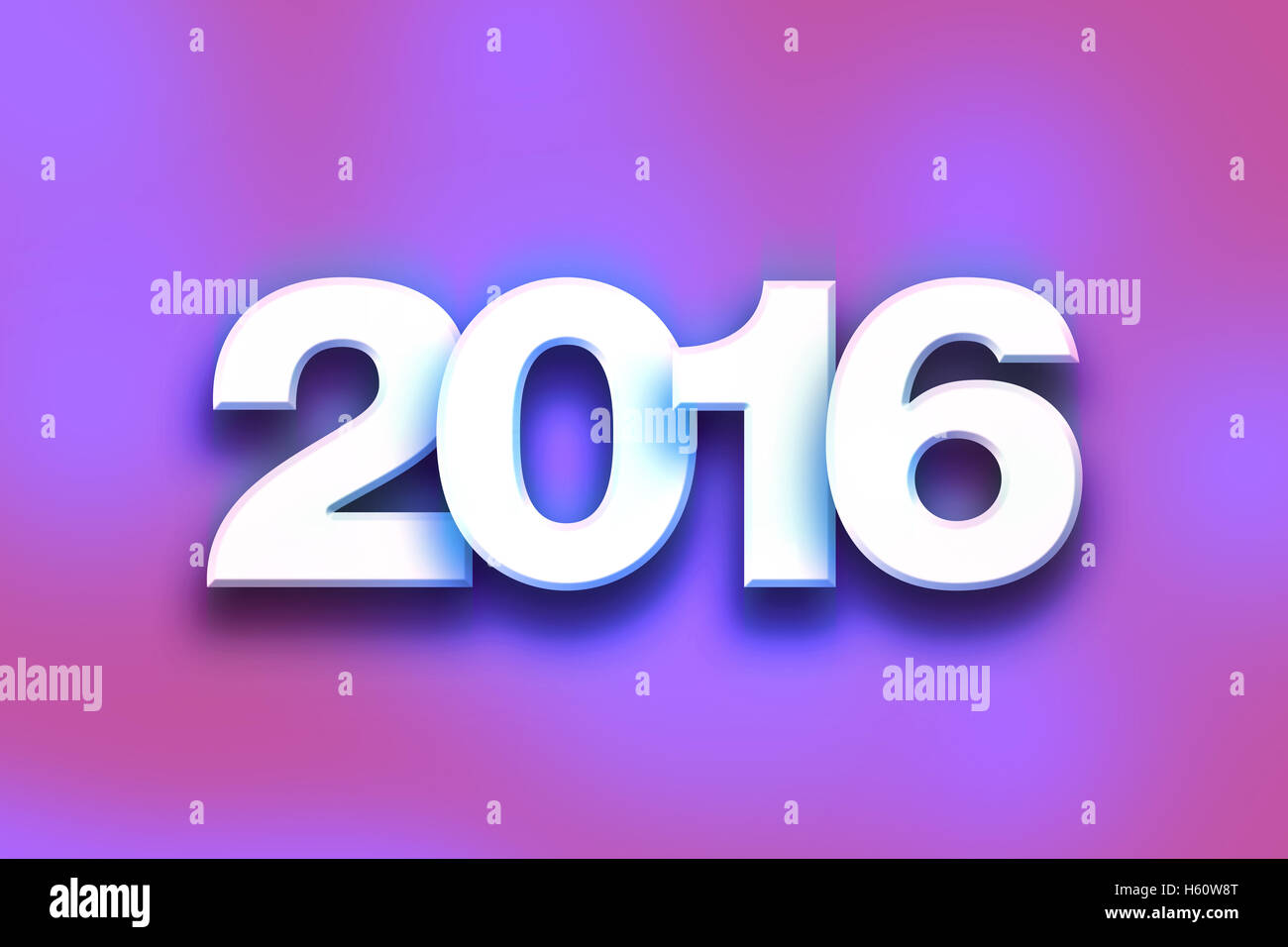 The word "2016" written in white 3D letters on a colorful background ...