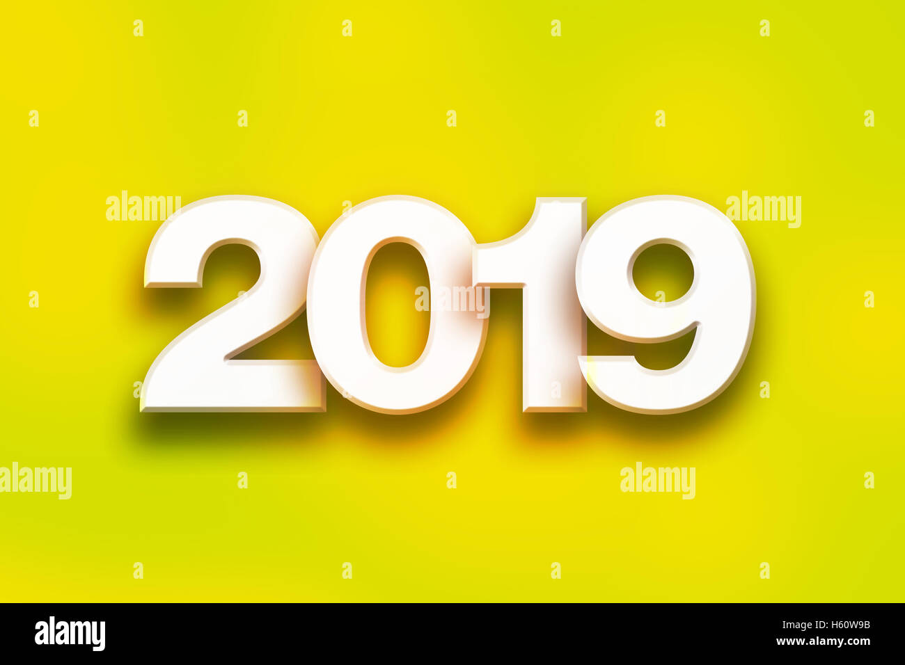 The word "2019" written in white 3D letters on a colorful background ...