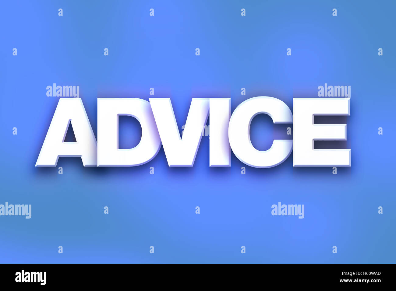 The word "Advice" written in white 3D letters on a colorful background ...