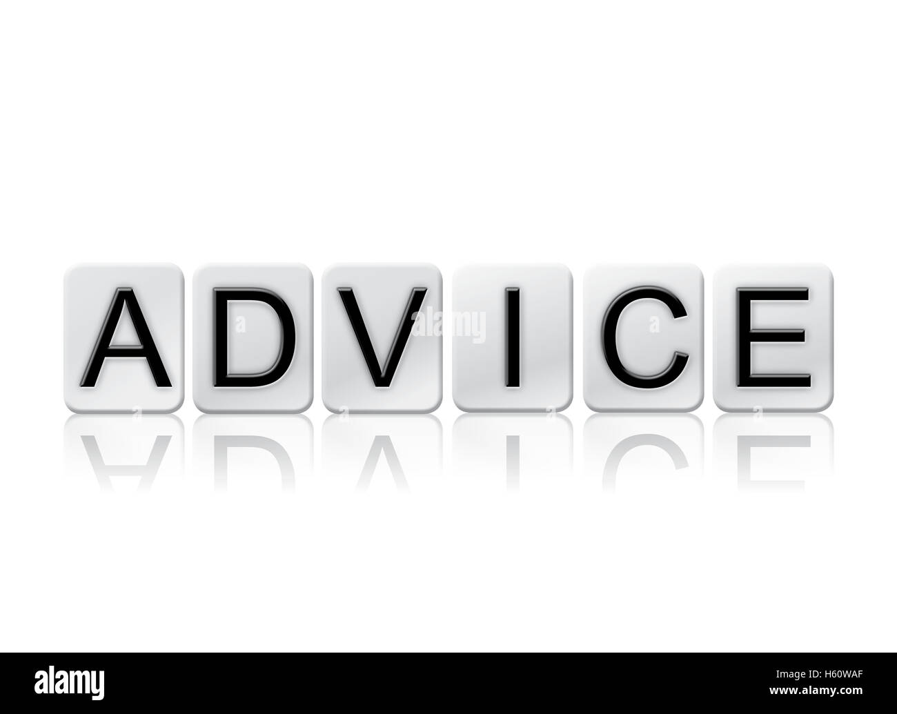 The word "Advice" written in tile letters isolated on a white ...