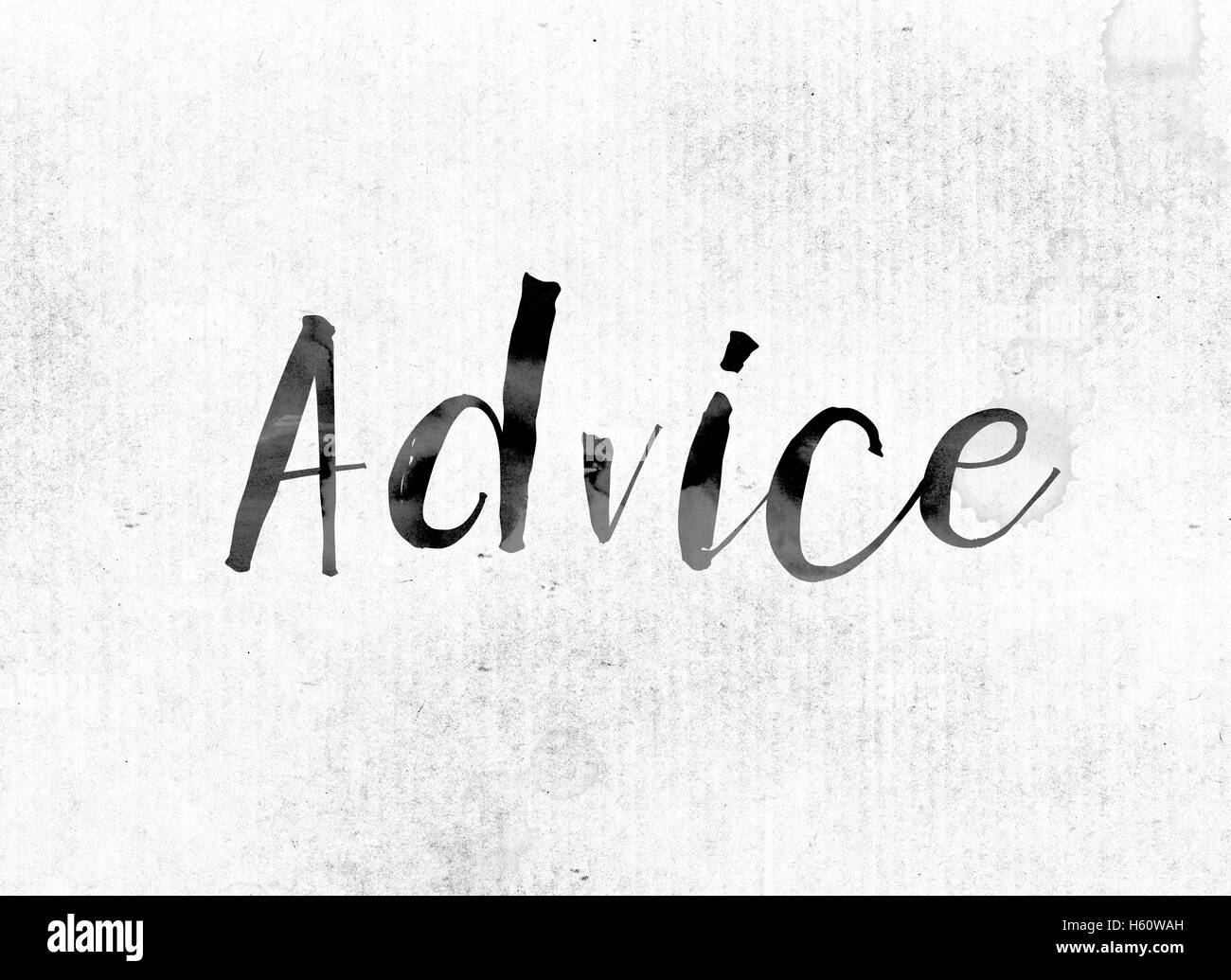 The word "Advice" concept and theme painted in watercolor ink on a ...