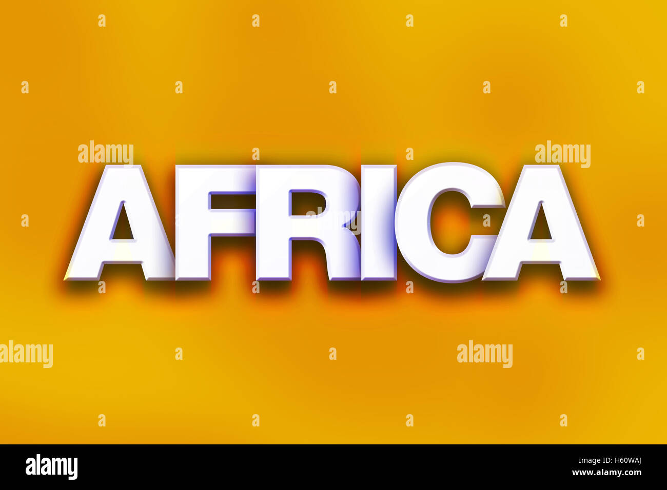 The word "Africa" written in white 3D letters on a colorful background ...