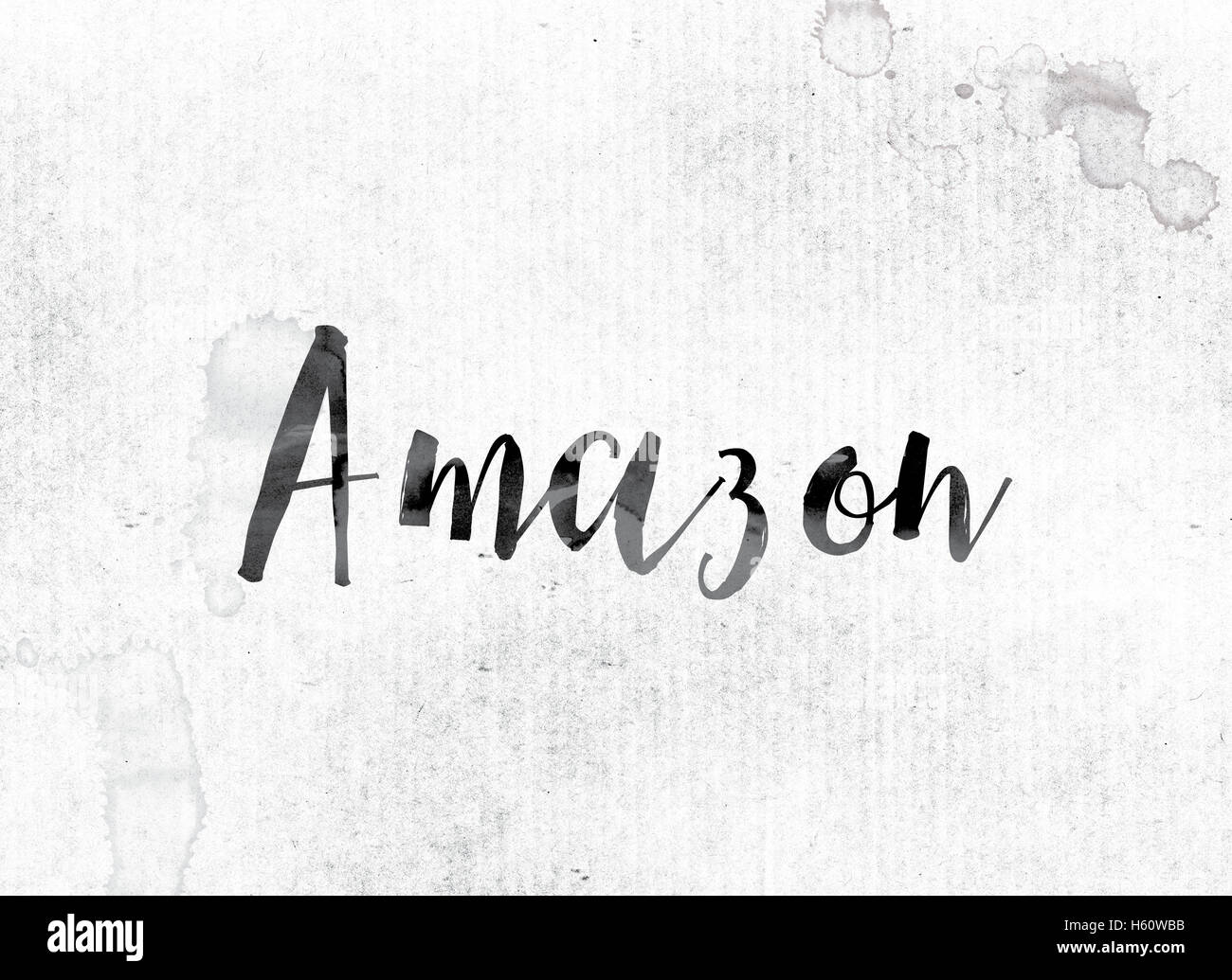 The word "Amazon" concept and theme painted in watercolor ink on a ...