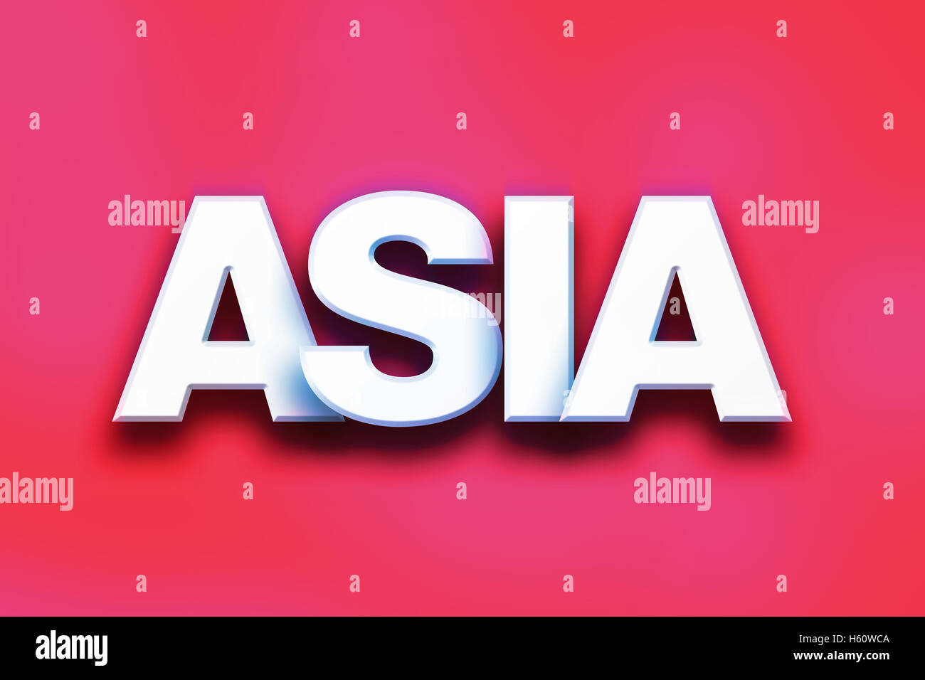 The word "Asia" written in white 3D letters on a colorful background ...