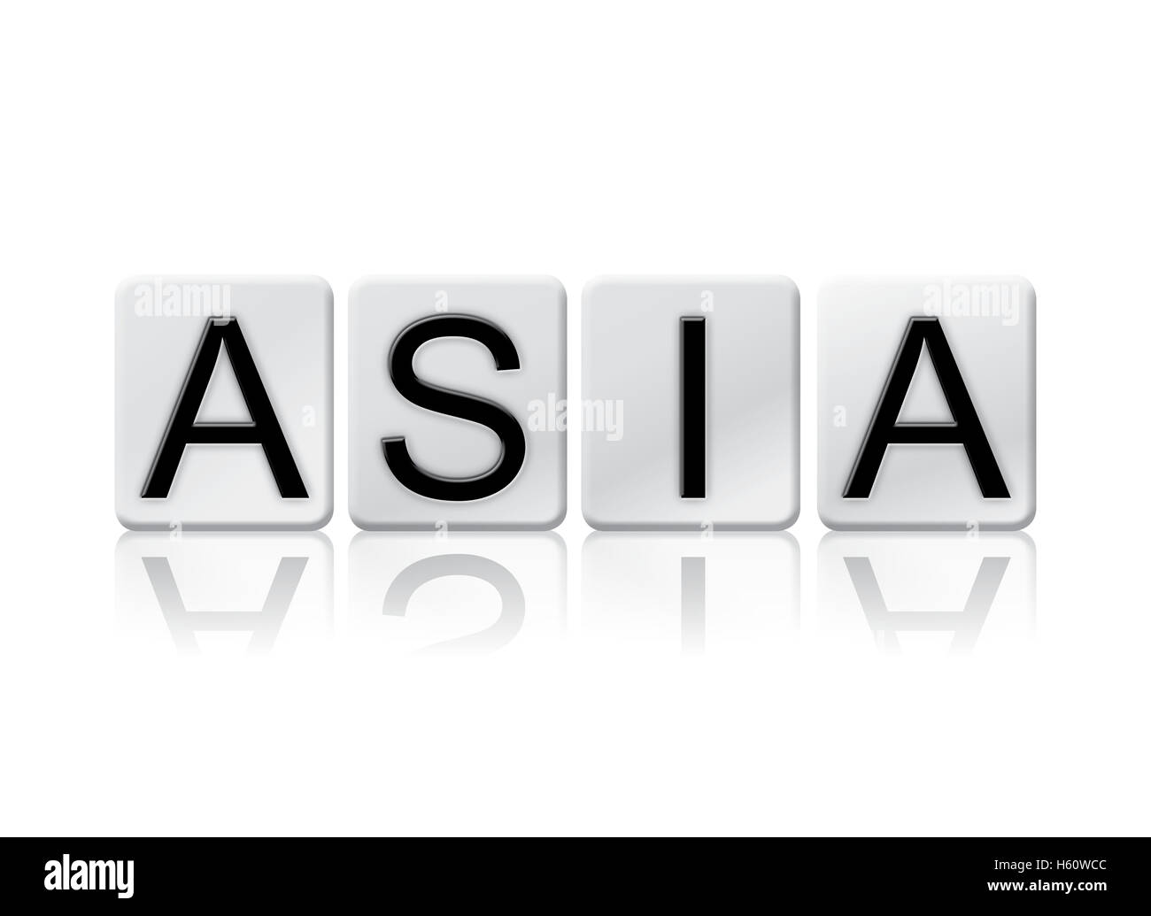 The word "Asia" written in tile letters isolated on a white background ...