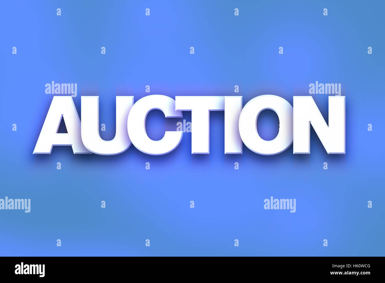 The word "Auction" written in white 3D letters on a colorful background ...