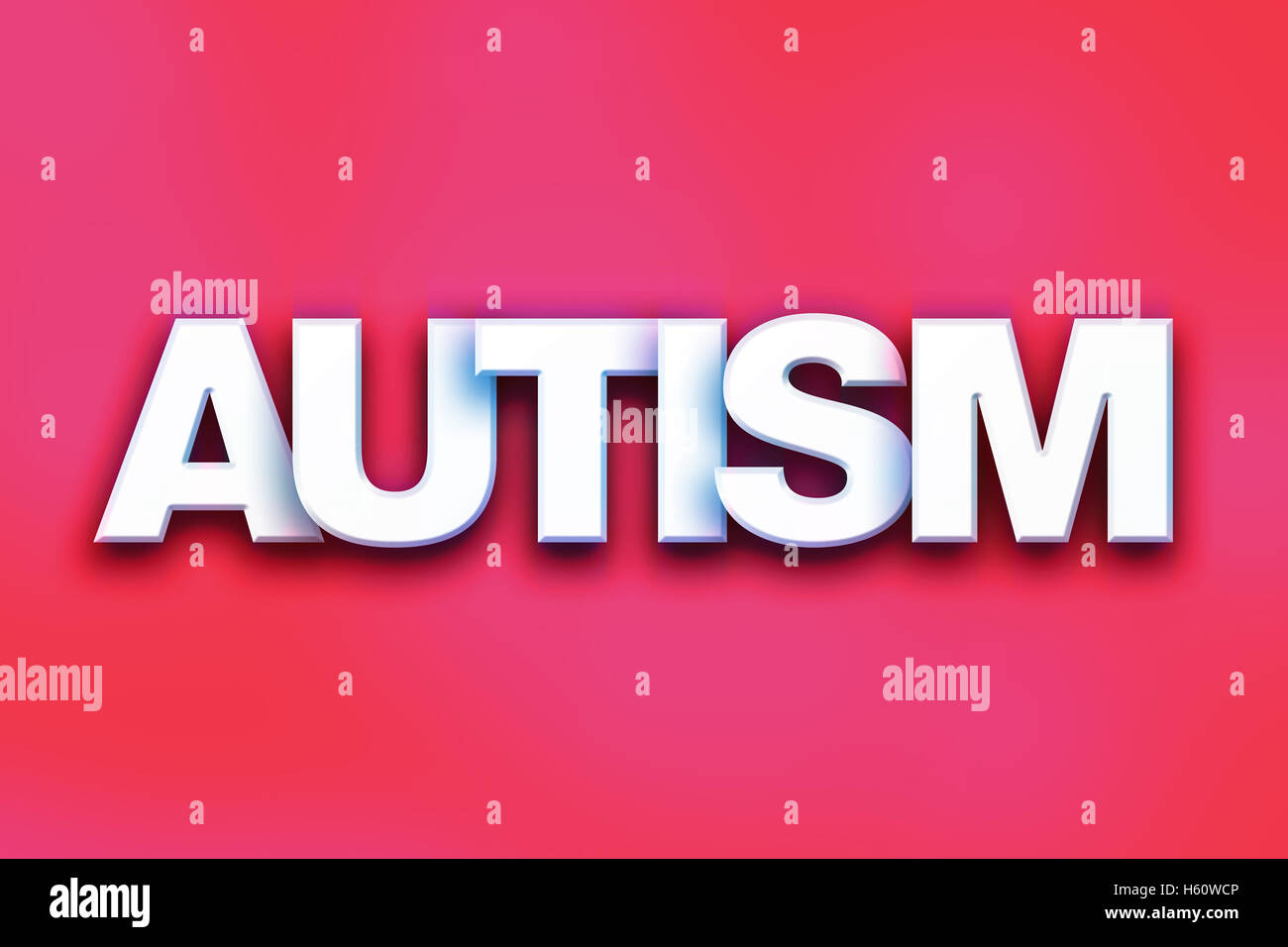 The word "Autism" written in white 3D letters on a colorful background ...
