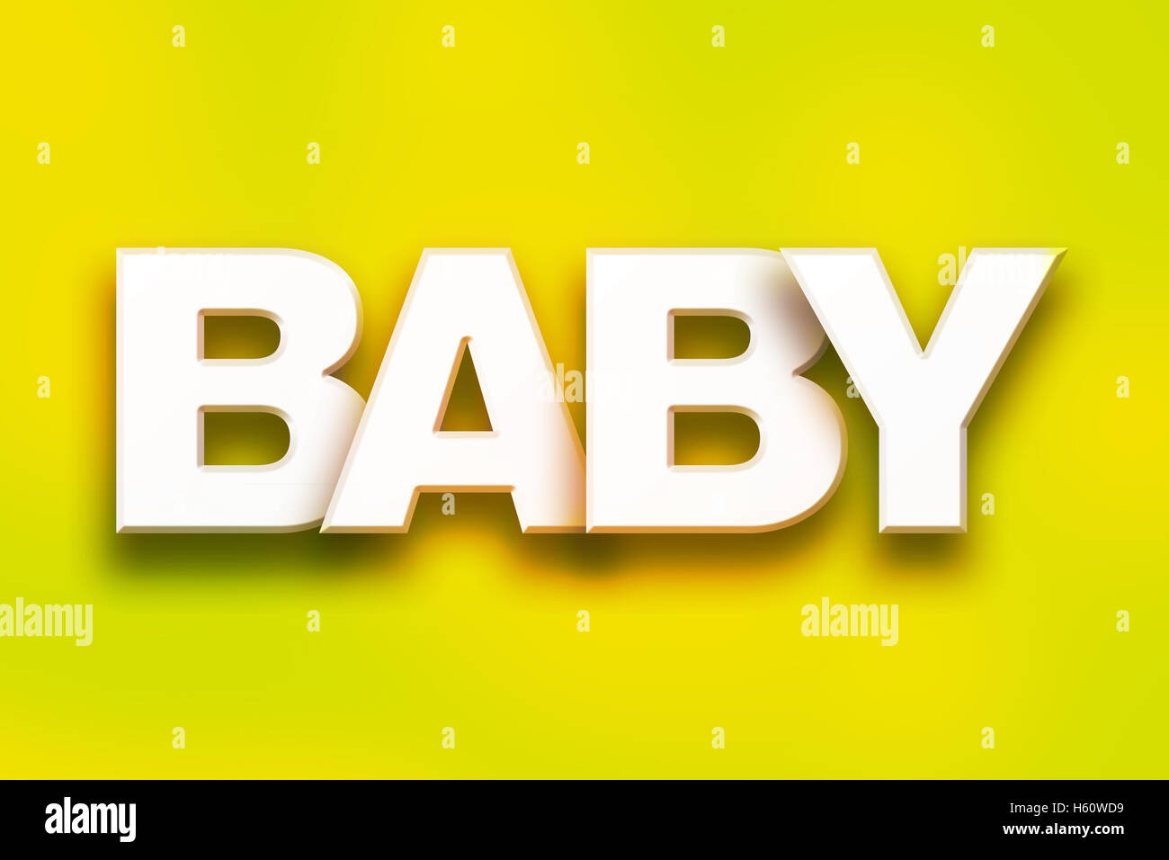 The word "Baby" written in white 3D letters on a colorful background ...