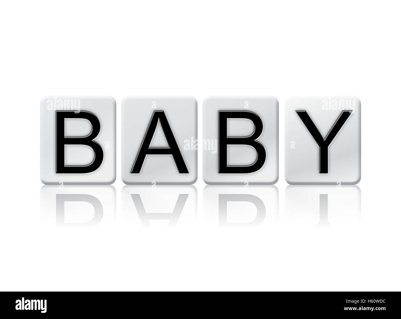 The word "Baby" written in tile letters isolated on a white background ...