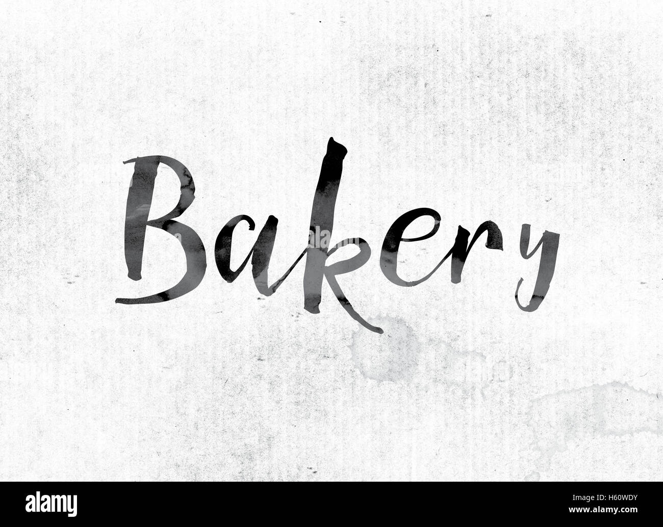 The word "Bakery" concept and theme painted in watercolor ink on a ...