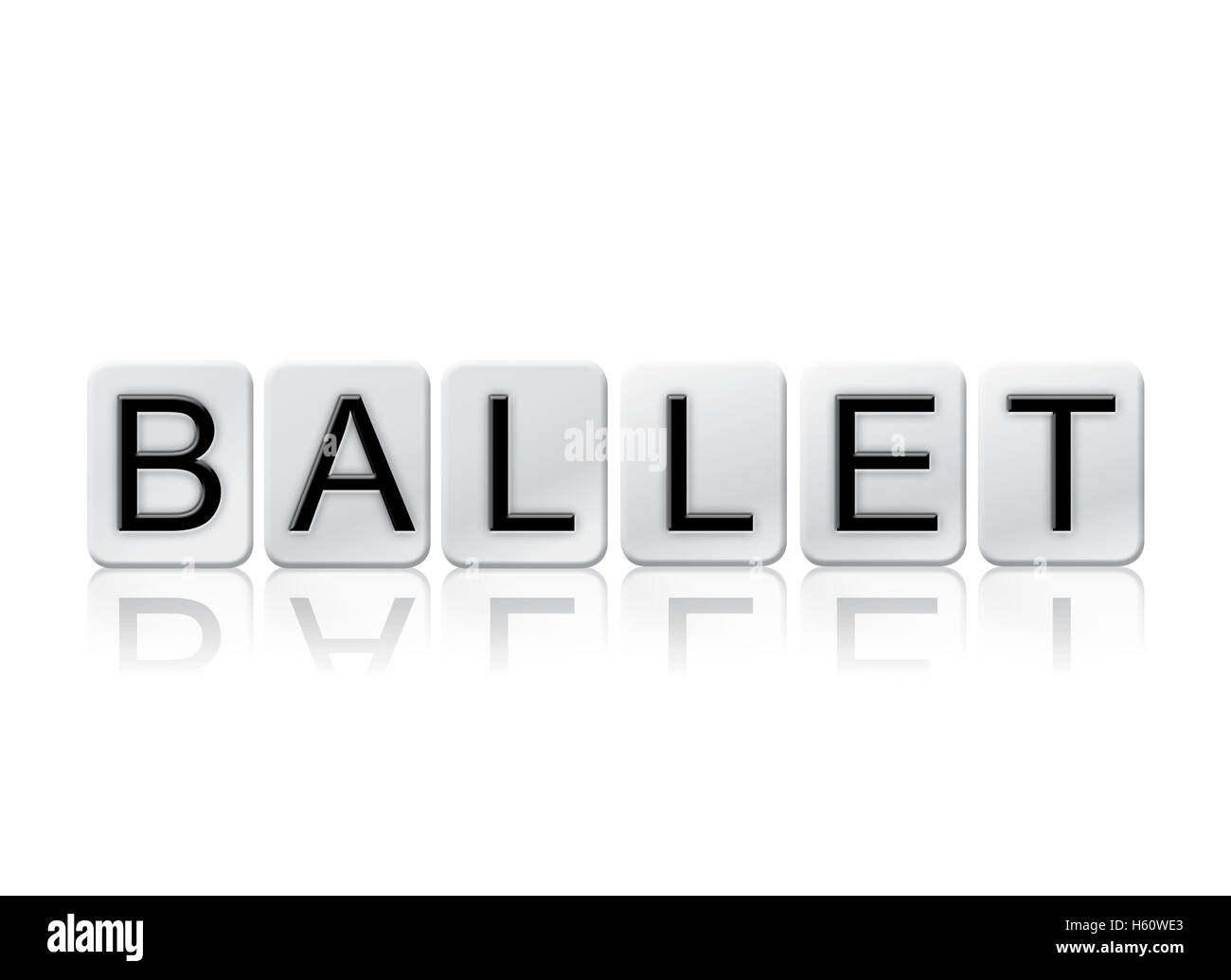 The word "Ballet" written in tile letters isolated on a white ...
