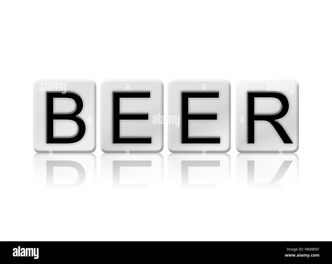 The word "Beer" written in tile letters isolated on a white background ...