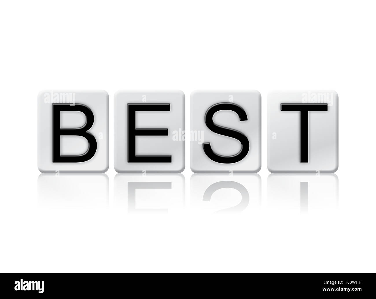 The word "Best" written in tile letters isolated on a white background ...