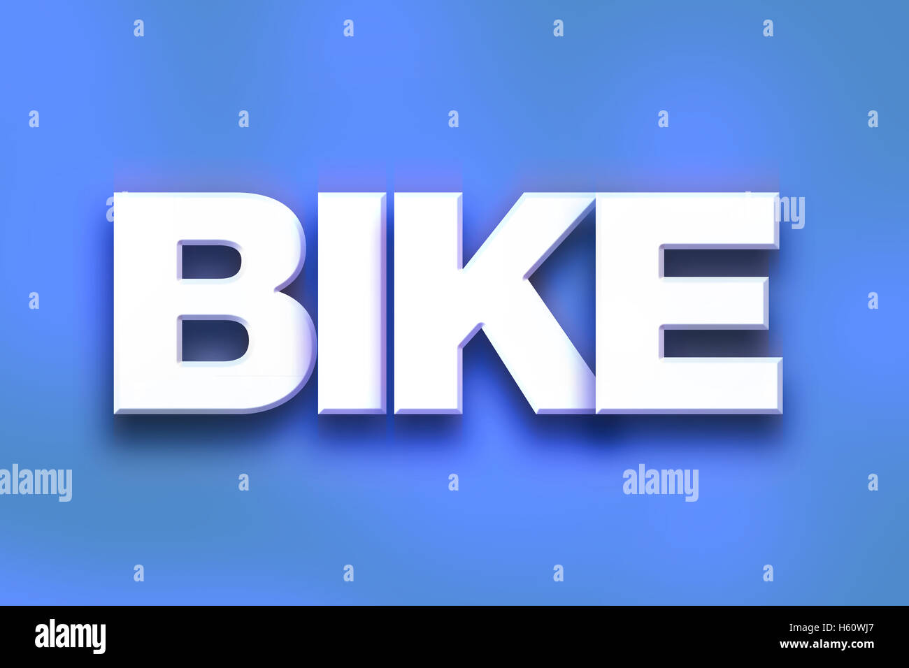 The word "Bike" written in white 3D letters on a colorful background ...