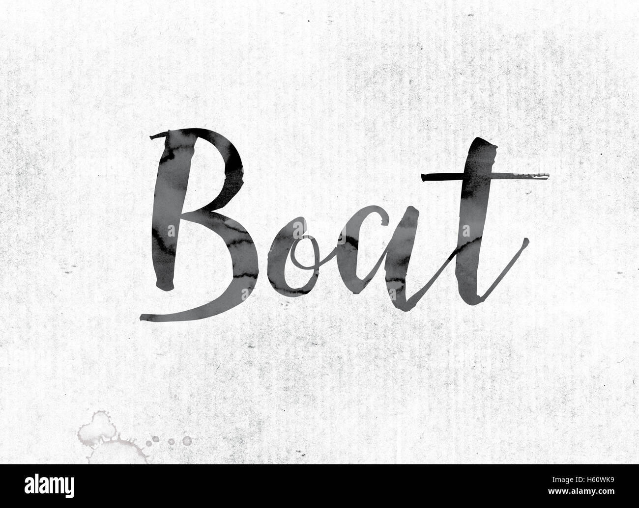The word "Boat" concept and theme painted in watercolor ink on a white ...