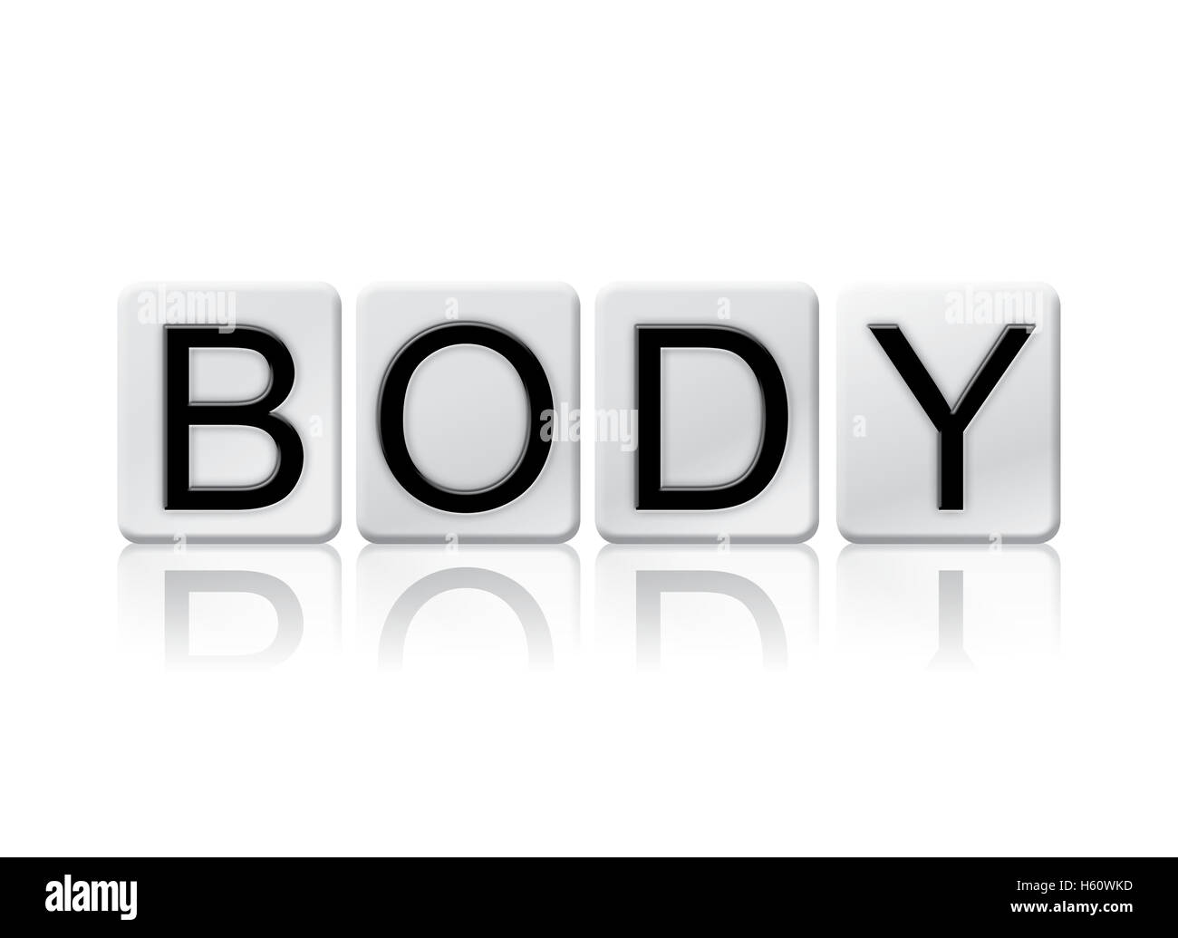 The word "Body" written in tile letters isolated on a white background ...
