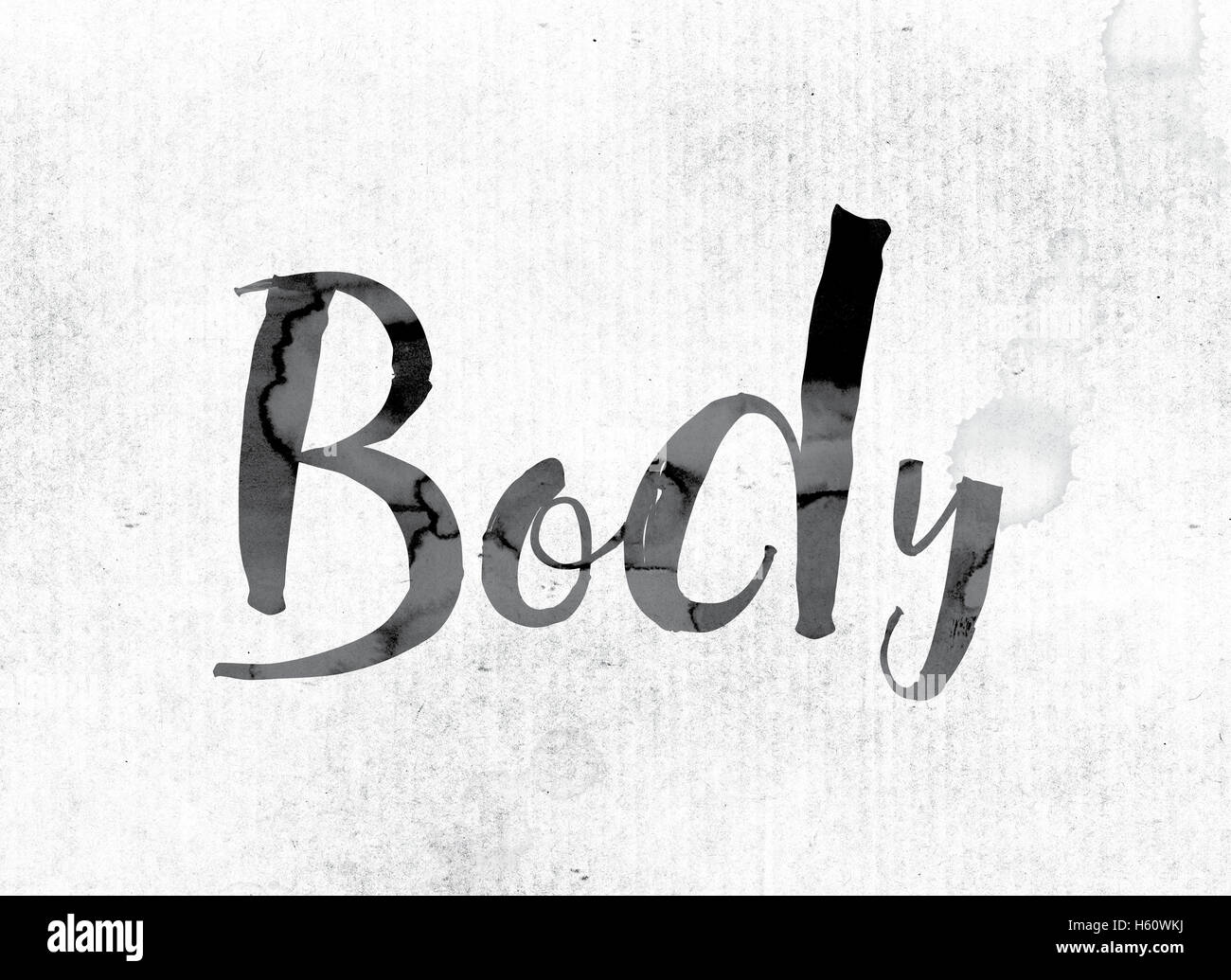 The word "Body" concept and theme painted in watercolor ink on a white ...