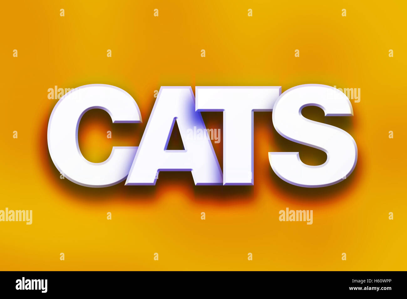 The word "Cats" written in white 3D letters on a colorful background ...