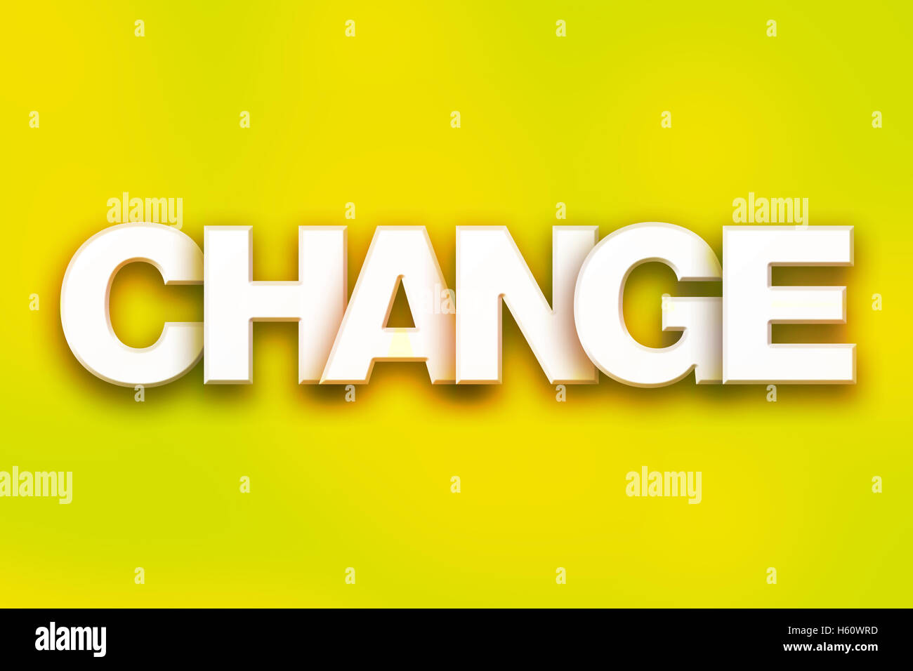 The word "Change" written in white 3D letters on a colorful background ...