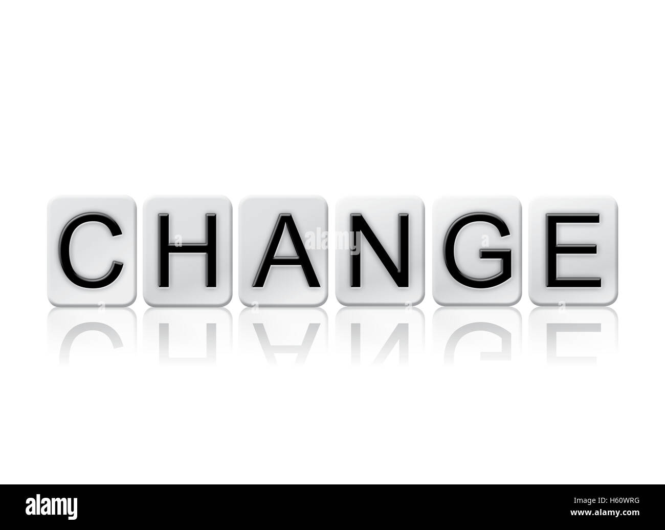 The word "Change" written in tile letters isolated on a white ...