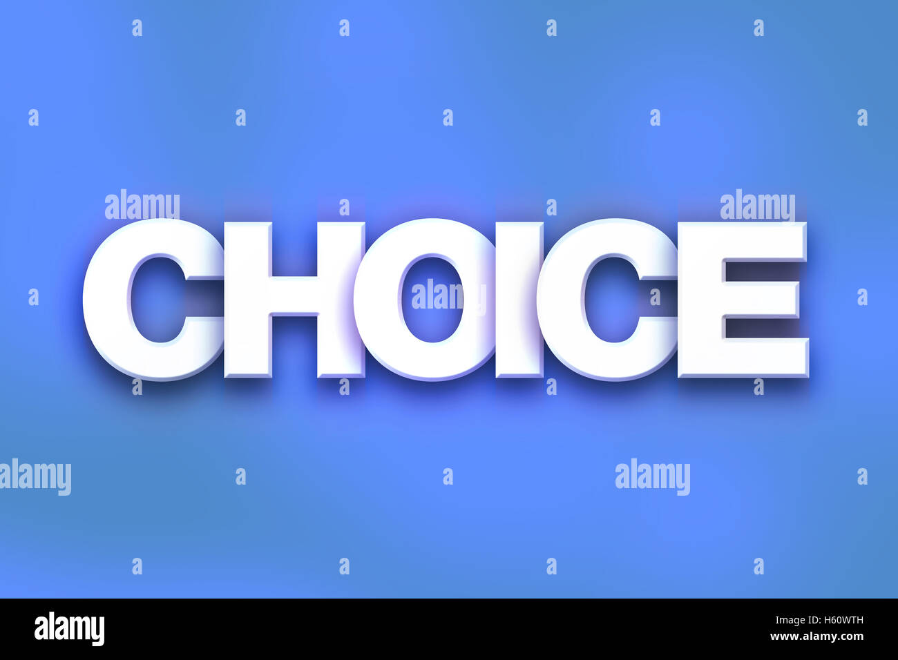 The word "Choice" written in white 3D letters on a colorful background ...