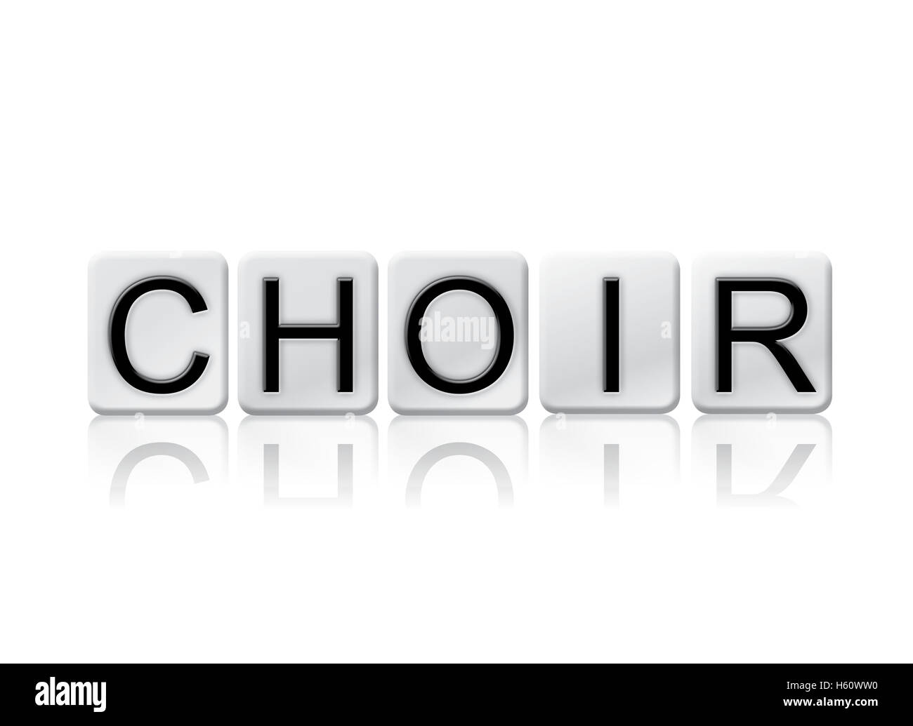 The word "Choir" written in tile letters isolated on a white background ...