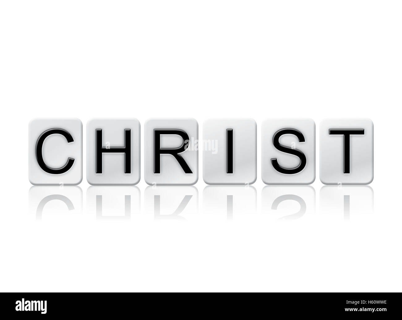 The word "Christ" written in tile letters isolated on a white ...