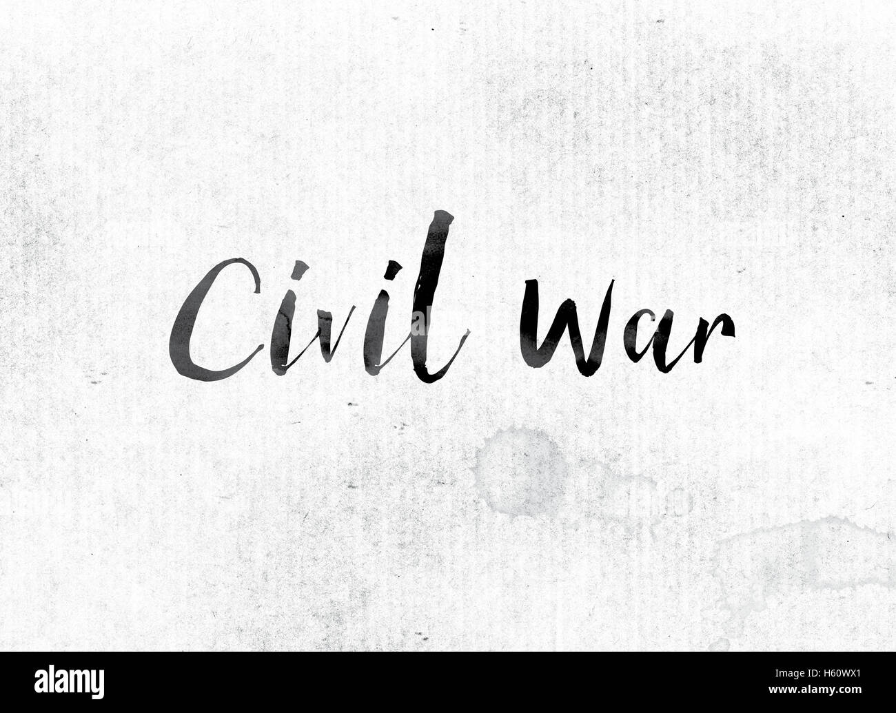 The word "Civil War" concept and theme painted in watercolor ink on a ...