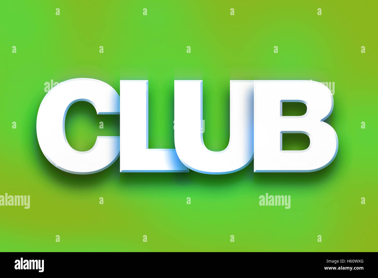 The word "Club" written in white 3D letters on a colorful background ...