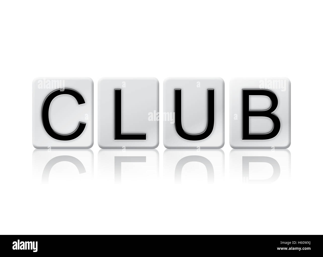 The word "Club" written in tile letters isolated on a white background ...