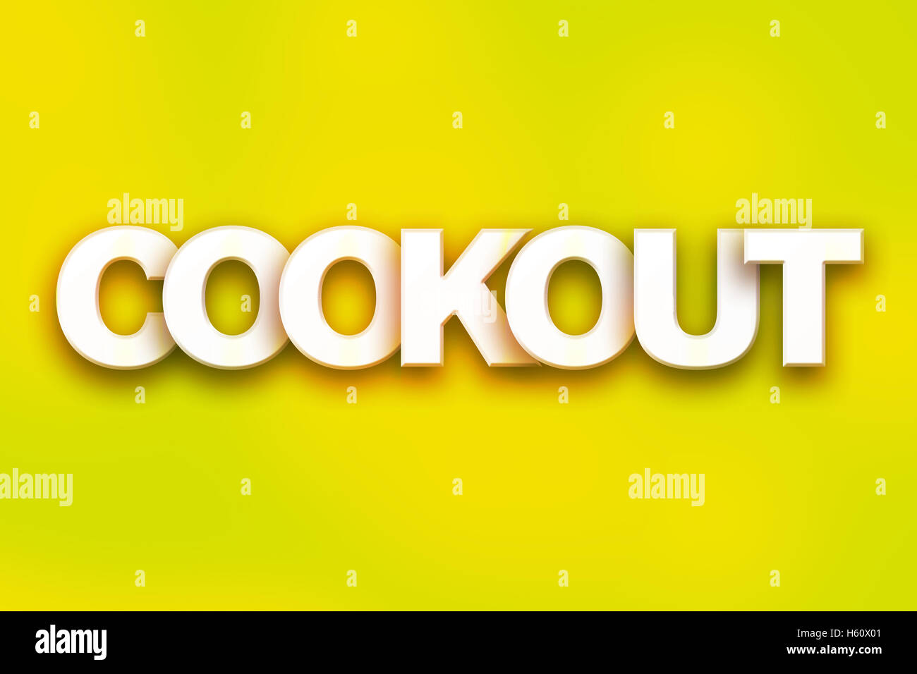 The word "Cookout" written in white 3D letters on a colorful background ...
