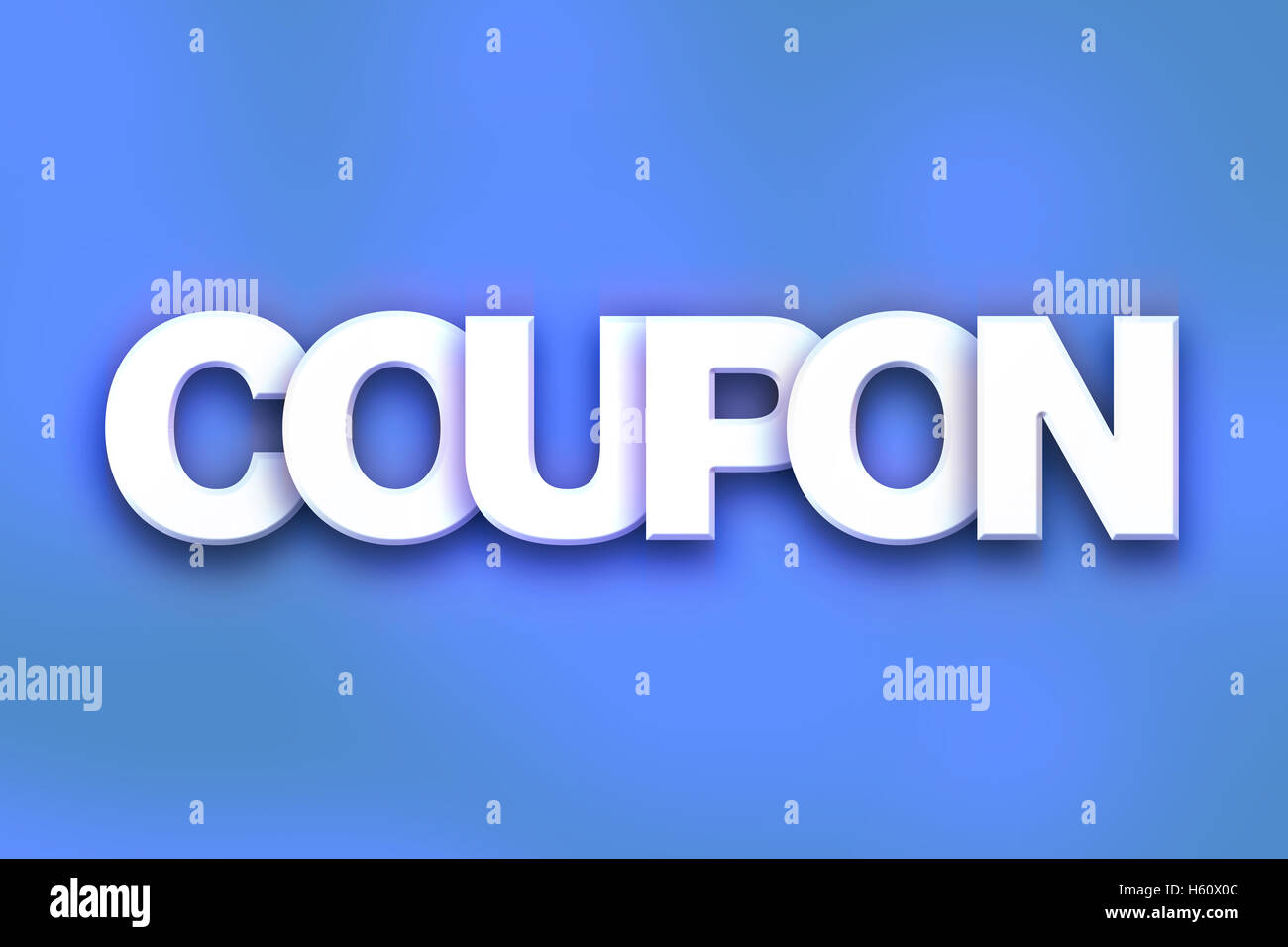 The word "Coupon" written in white 3D letters on a colorful background ...