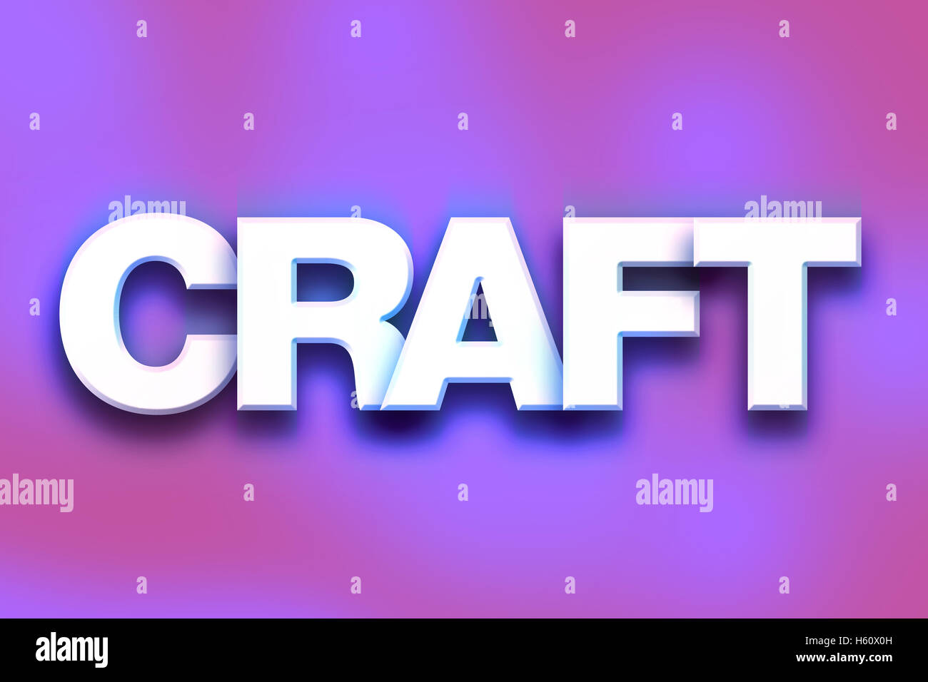 The word "Craft" written in white 3D letters on a colorful background ...
